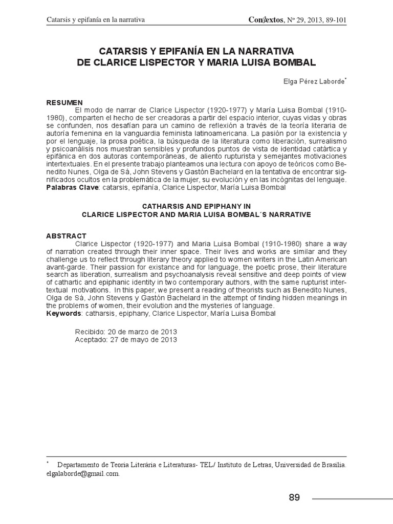 Catarsis y Epifanía en Lispector y Bombal | PDF | Los símbolos | Science
