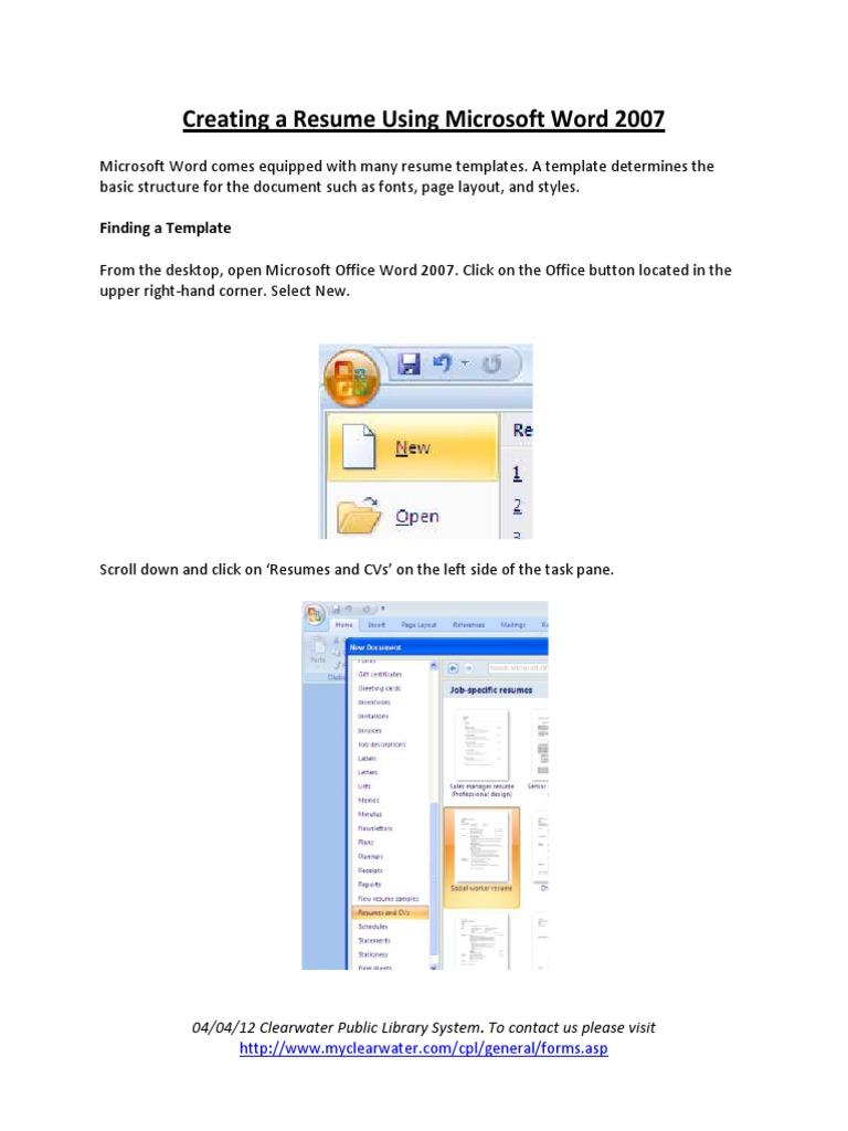Create Resume Word 2007 | PDF | Microsoft Word | Résumé