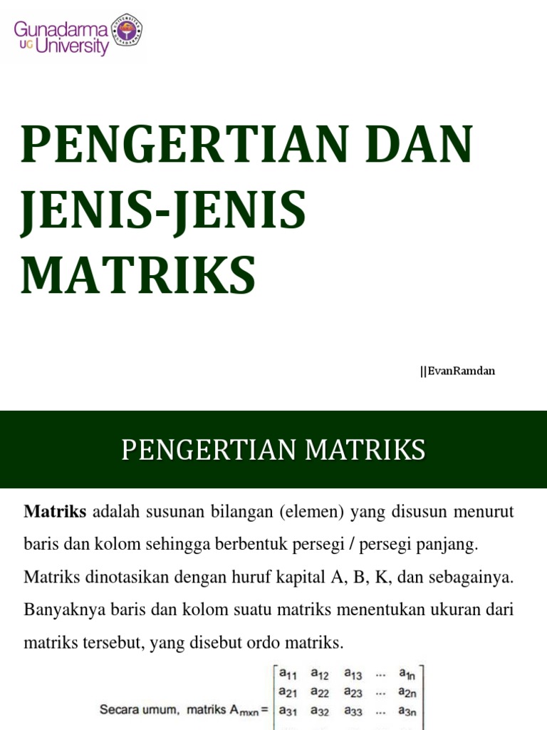 12 Pengertian Dan Jenis-Jenis Matriks PDF | PDF | Sains & Matematika ...