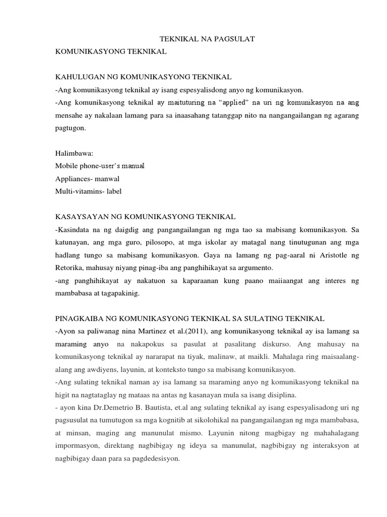 Teknikal Na Pagsulat 1 4 | PDF