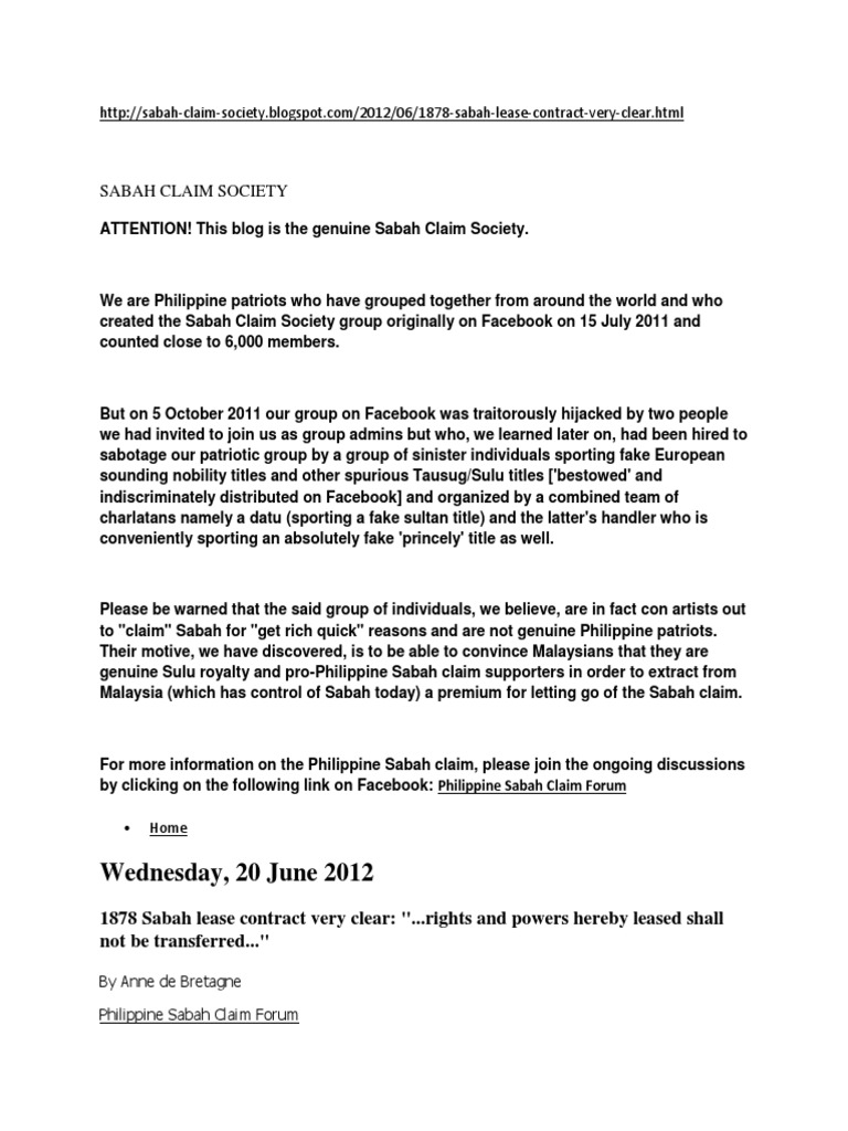 Sabah Claim Society | Download Free PDF | Malaysia | Southeast Asia