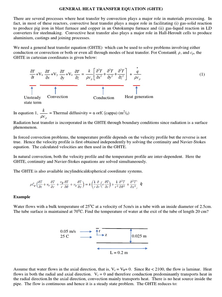 General Heat Transport Equation Heat Transfer Coefficient | PDF | Heat ...