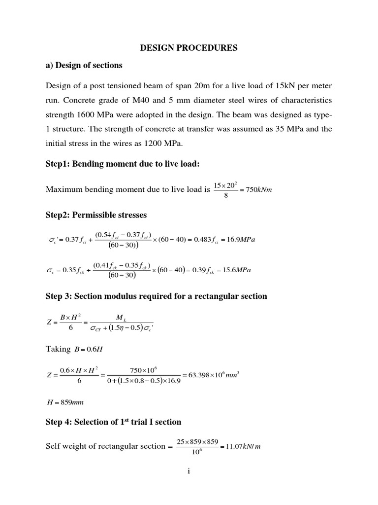 Post Tensioned Beam Design | PDF | Beam (Structure) | Prestressed Concrete