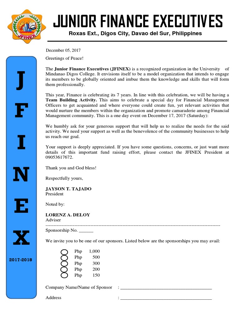 Jfinex Soli Letter Bluedocx | PDF