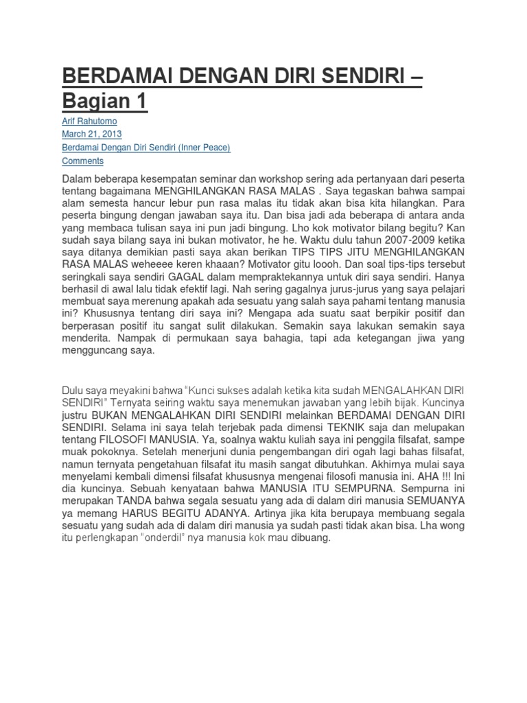 Berdamai Dengan Diri Sendiri | PDF