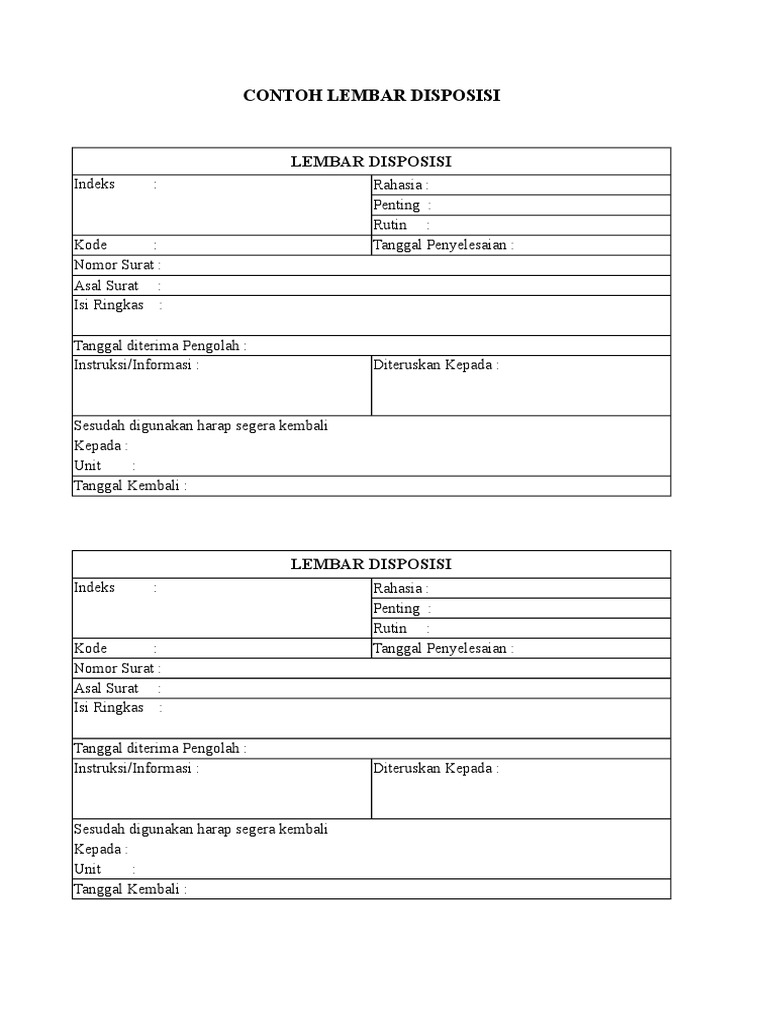 Contoh Lembar Disposisi Pdf