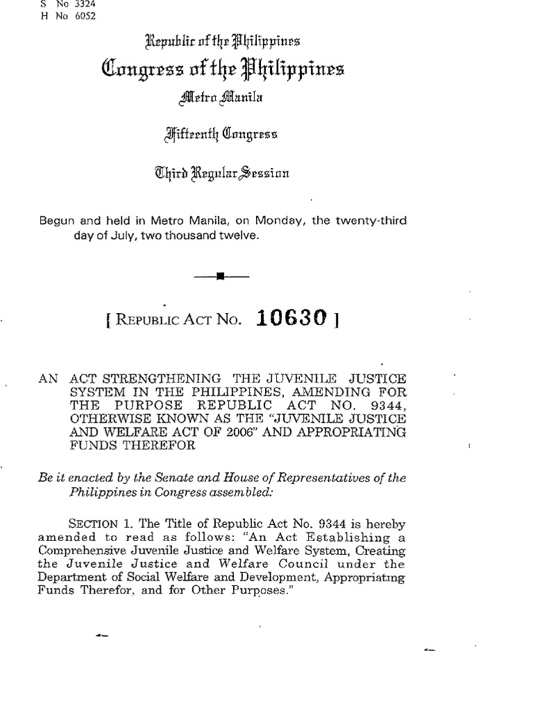 Ra 10630 PDF | PDF | Child Custody | Juvenile Delinquency