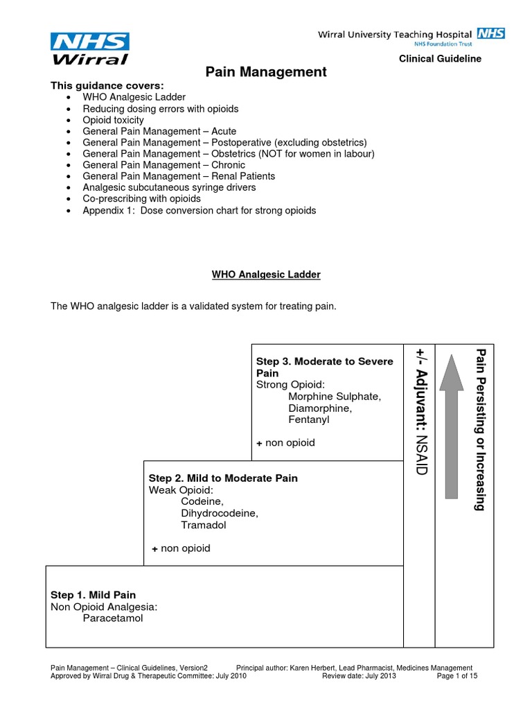 Pain Management Clinical Guidelinesv2 PDF | PDF | Analgesic | Opioid