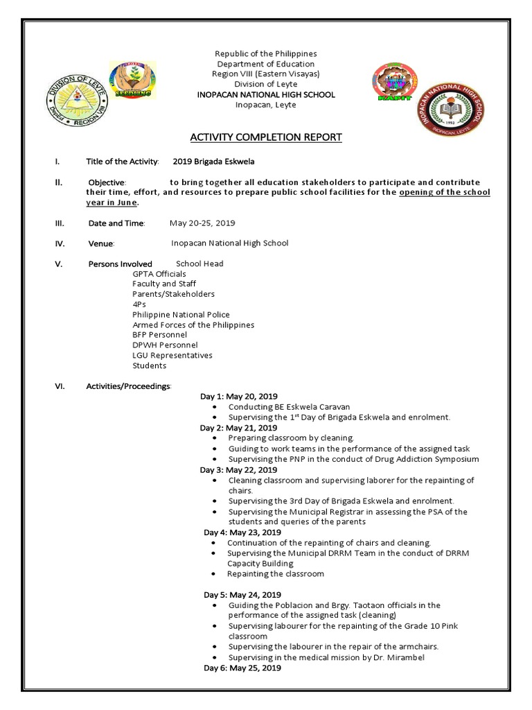 Brigada Eskwela Acr | PDF | Behavior Modification | Cognition