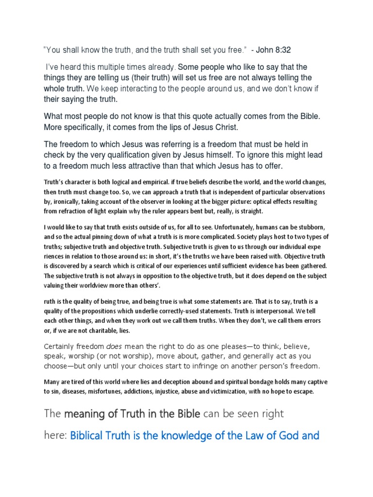Biblical Truth Is The Knowledge of The Law of God And: The Meaning of ...