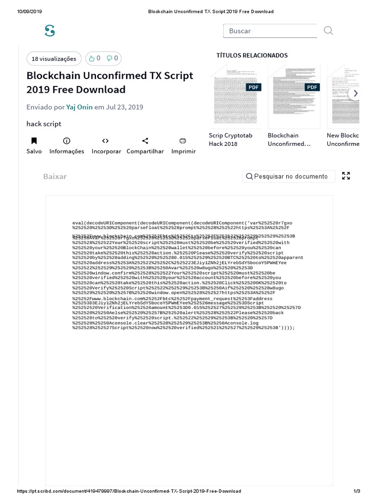 Blockchain Unconfirmed TX Script 2019 | PDF