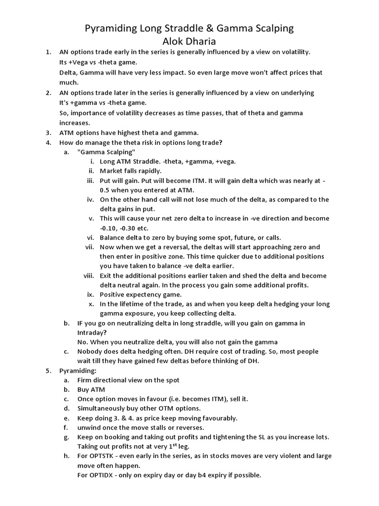 Long Straddle & Gamma Scalping Guide | PDF | Greeks (Finance) | Option ...