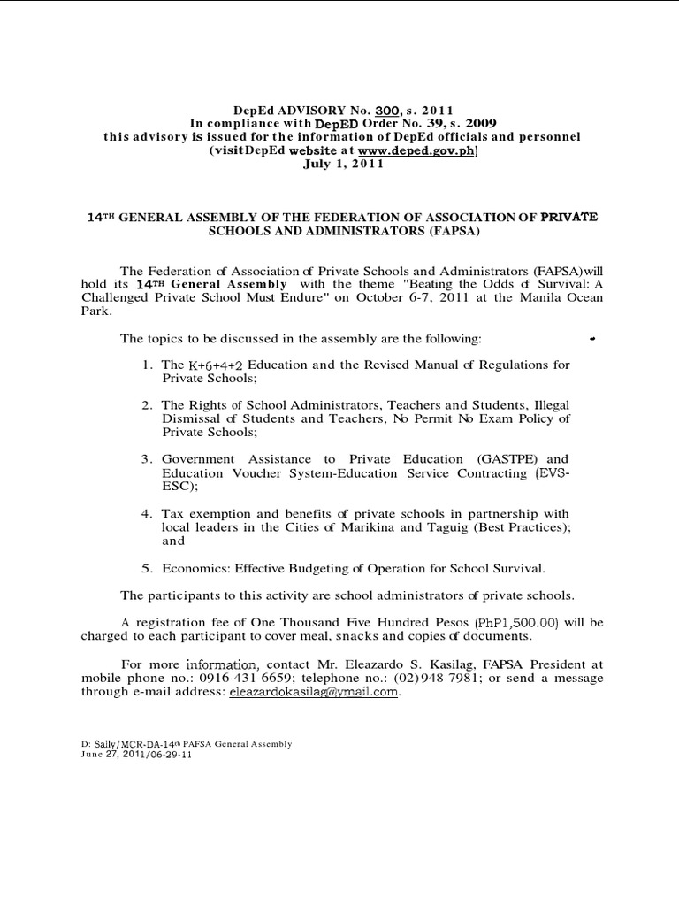 Deped Advisory | PDF | Disaster Risk Reduction | Private School