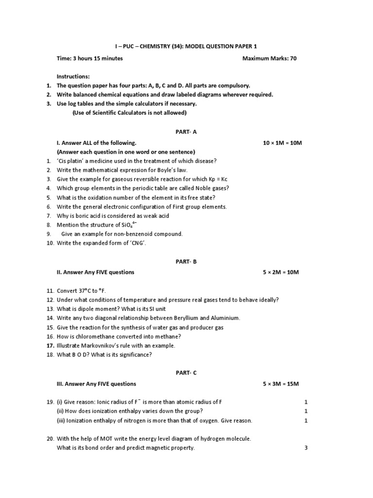 Karnataka 1st PUC Question Bank - CHEMISTRY PDF | PDF | Chemical ...