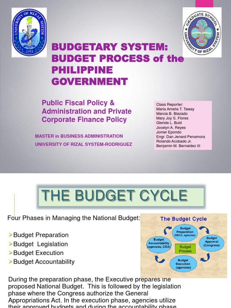 Budgetary System Budget Process of The Philippine Government | PDF | Appropriation Bill | United ...