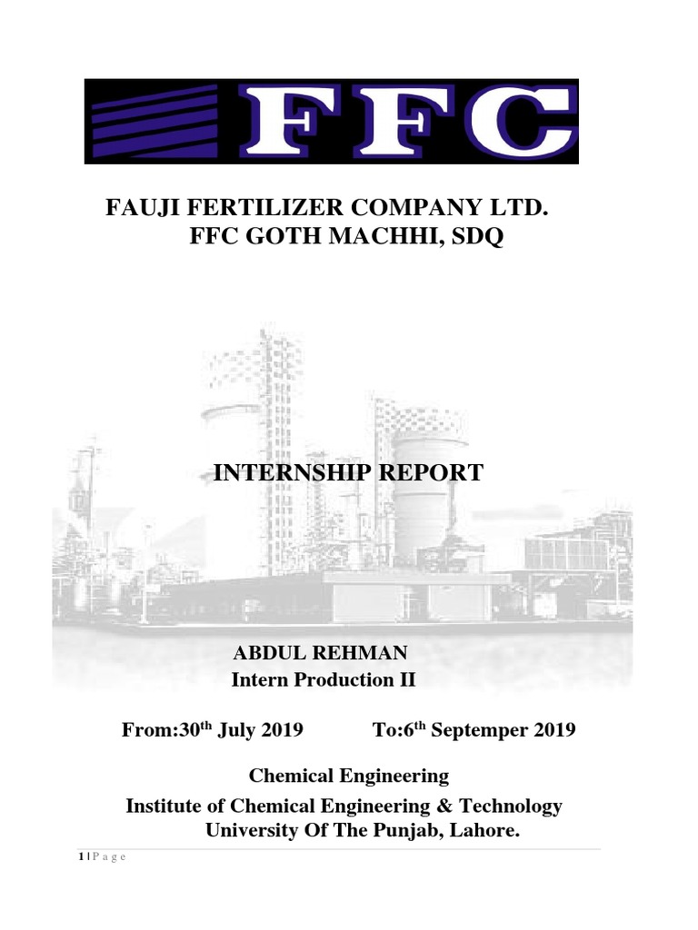 Internship Report On FFC (Abdul Rehman) | PDF | Urea | Carbon Dioxide Internship Report On FFC (Abdul Rehman) | PDF | Urea | Carbon Dioxide