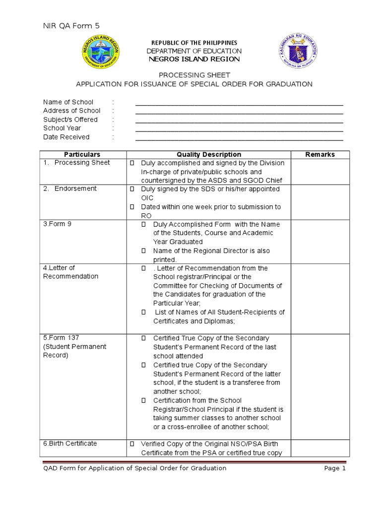 Application For Special Order For Graduation | PDF | Government