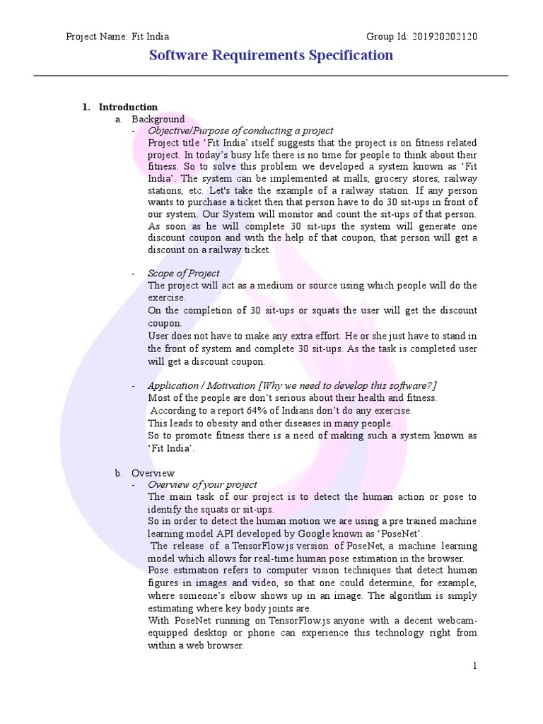 Software Requirements Specification Format Fit India Mini Project | PDF | Graphical User ...
