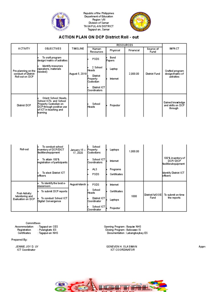 Samar District DCP Roll-out Action Plan | PDF | Educational Technology ...