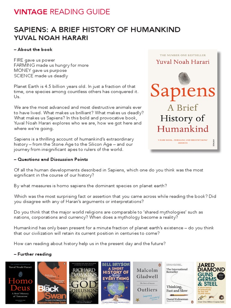Sapiens: A Brief History of Humankind Reading Guide | PDF