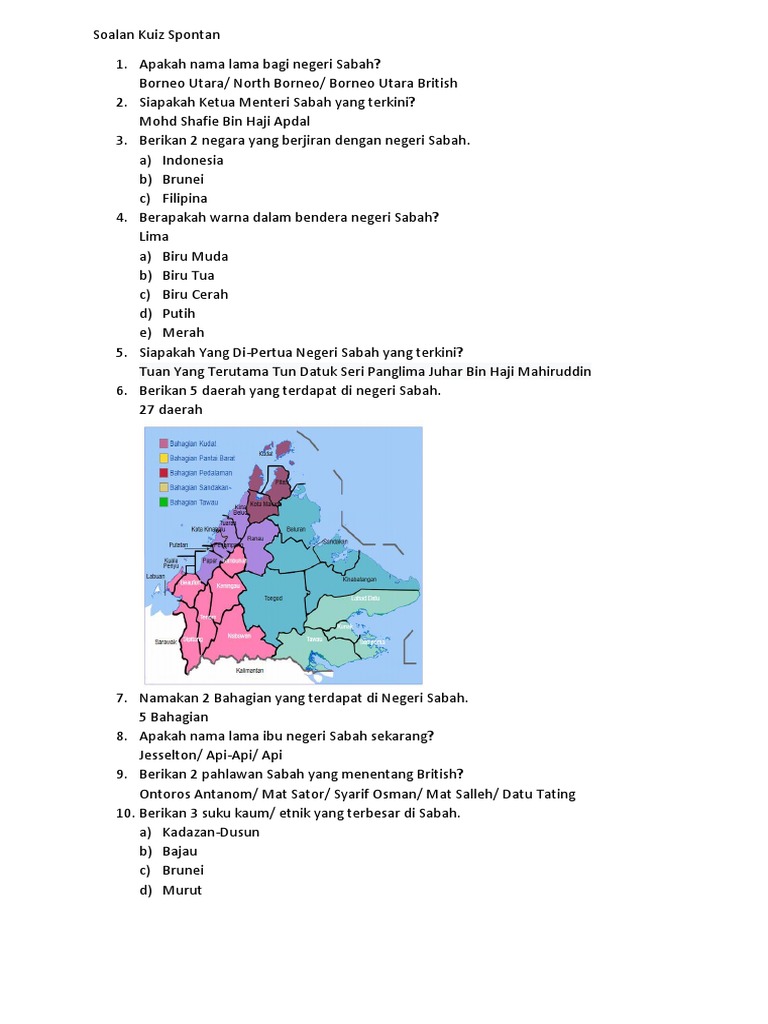 Soalan Kuiz Spontan Merdeka | PDF