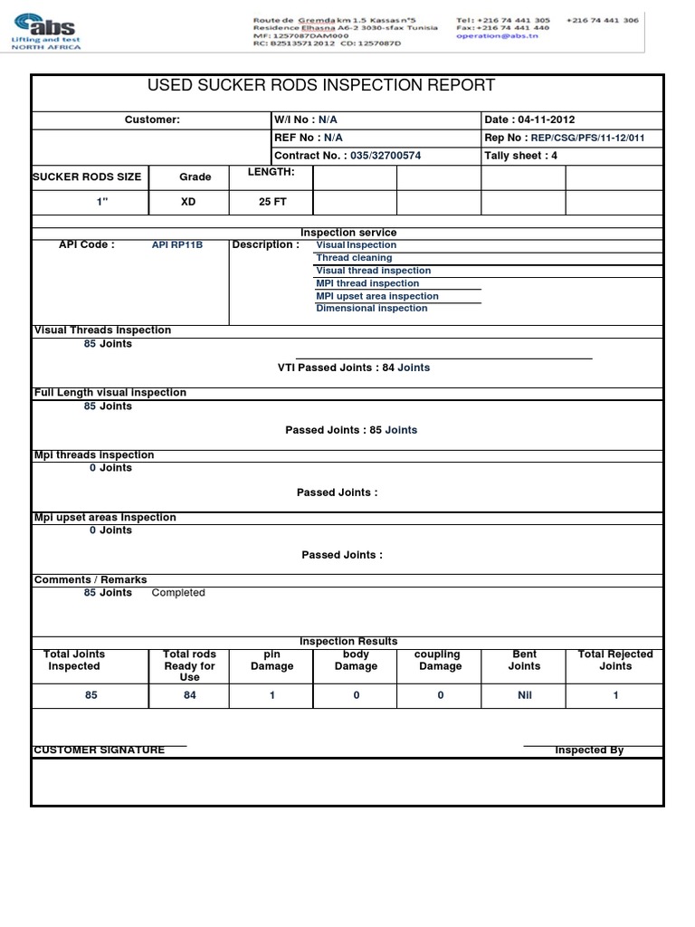 Sucker Rod Inspection | PDF
