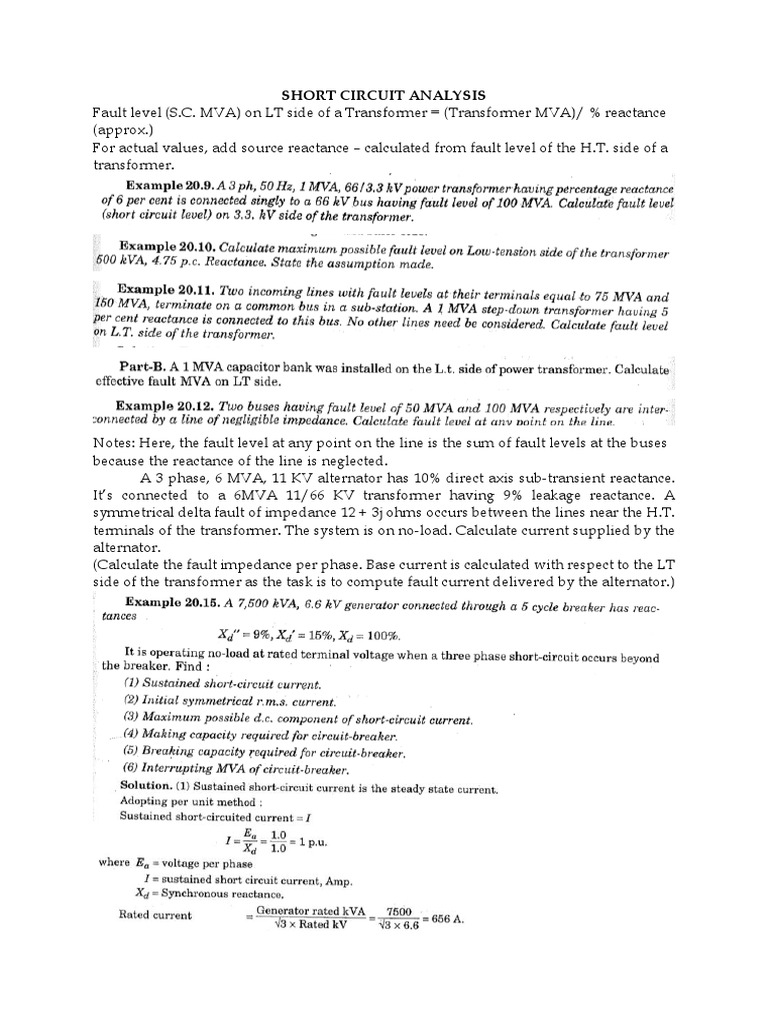 Short Circuit Analysis | PDF