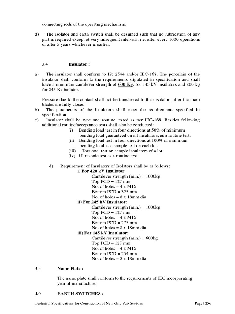 Pages From Technical Specification-Equipment | PDF | Insulator ...