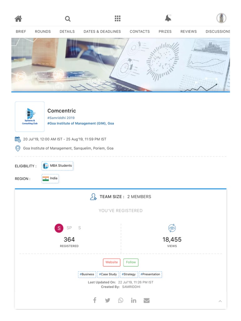 Comcentric Under Samriddhi 2019 From Goa Institute of Management (GIM), Goa | PDF | Business