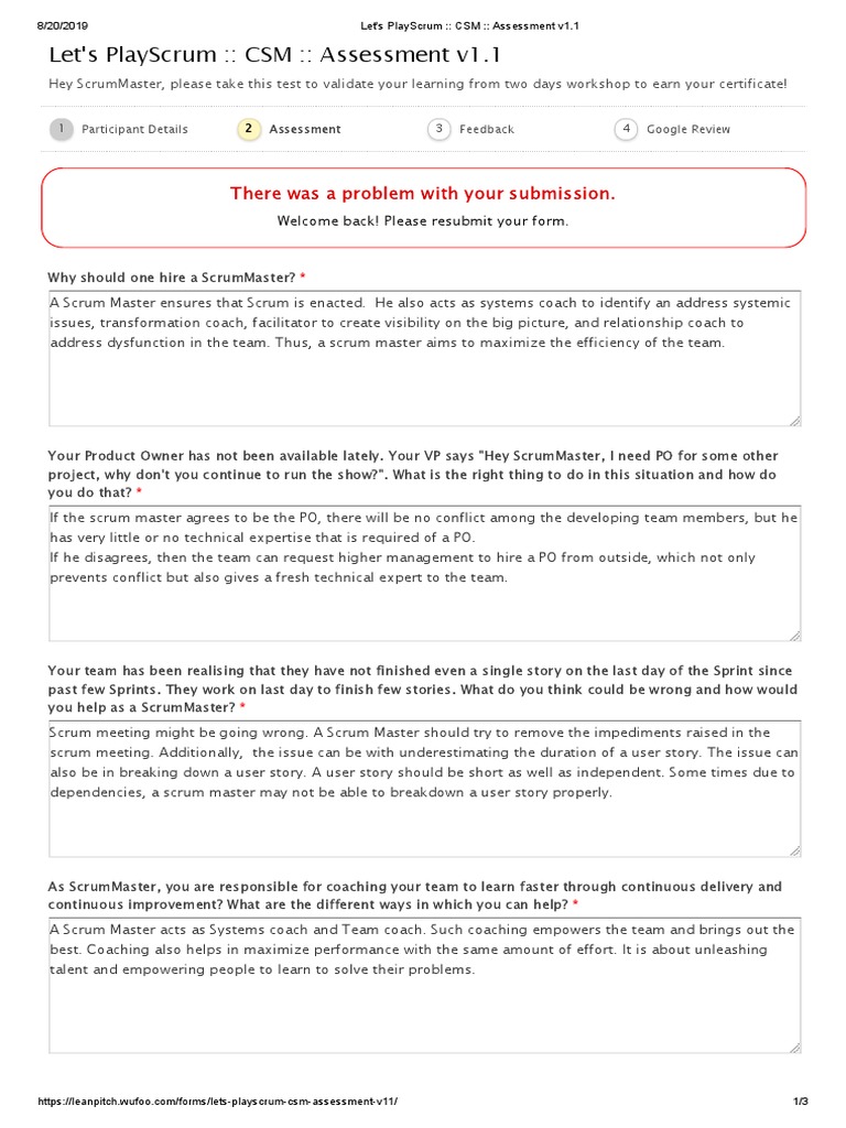Let's PlayScrum __ CSM __ Assessment v1.1 | Scrum (Software Development ...