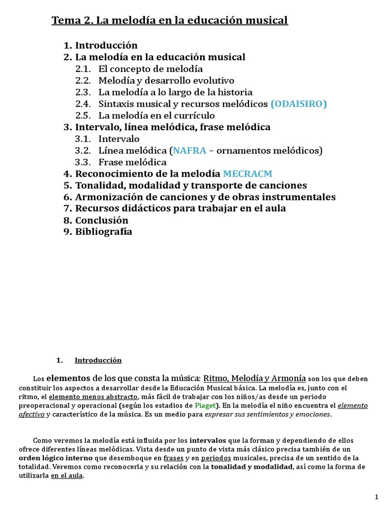 Tema 2.oposición Educación Musical | PDF | Modo (música) | Escala (música)
