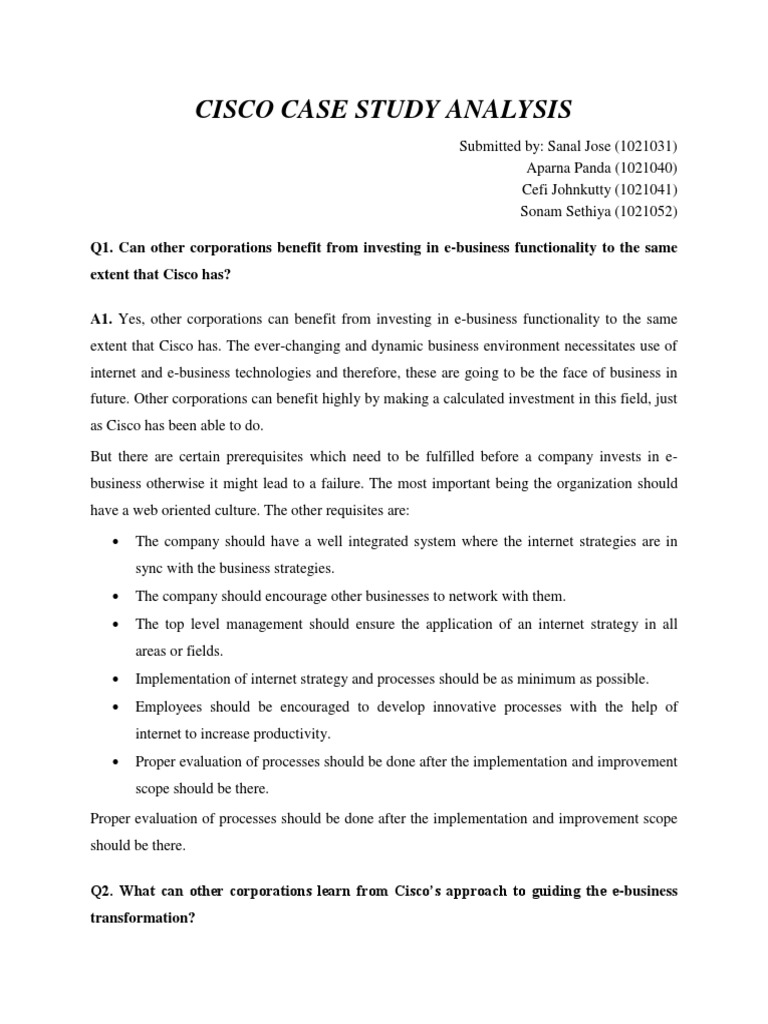 Cisco Case Study Analysis | PDF | Electronic Business | Strategic Management