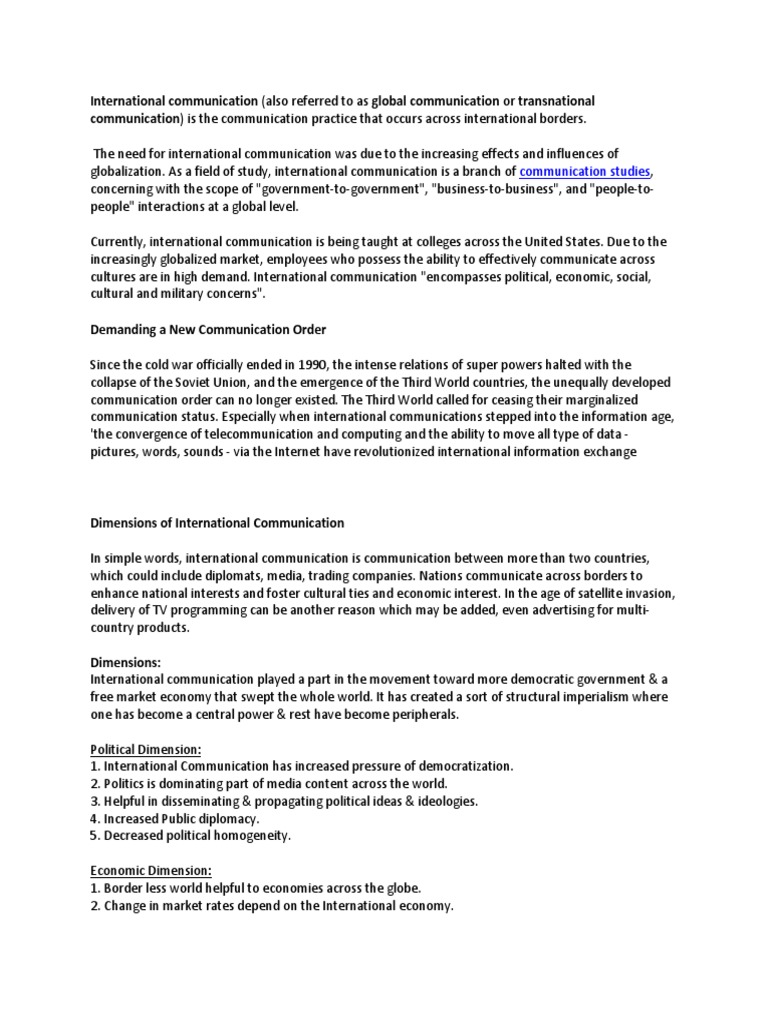 Dimensions of International - Communication | PDF | Semiotics ...