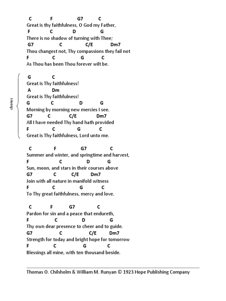 Guitar Chords For Great Is Thy Faithfulness