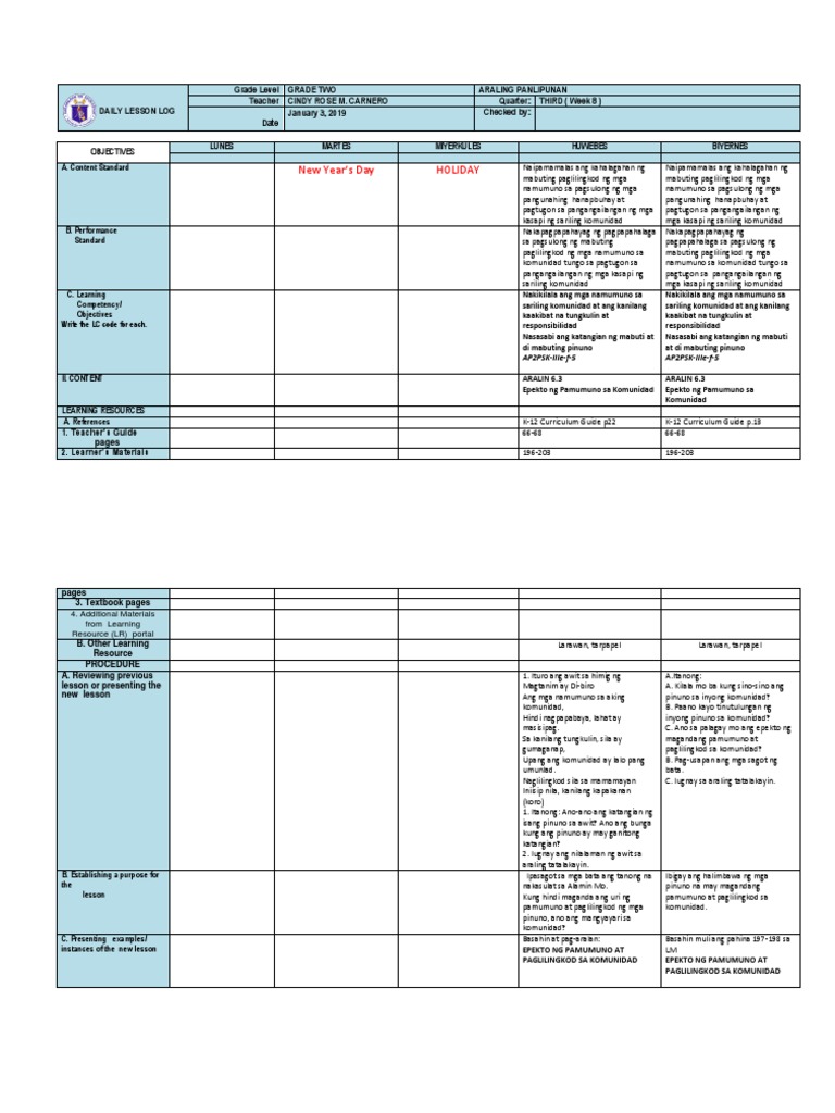 AP 2 q3 Week 8 DLL | PDF