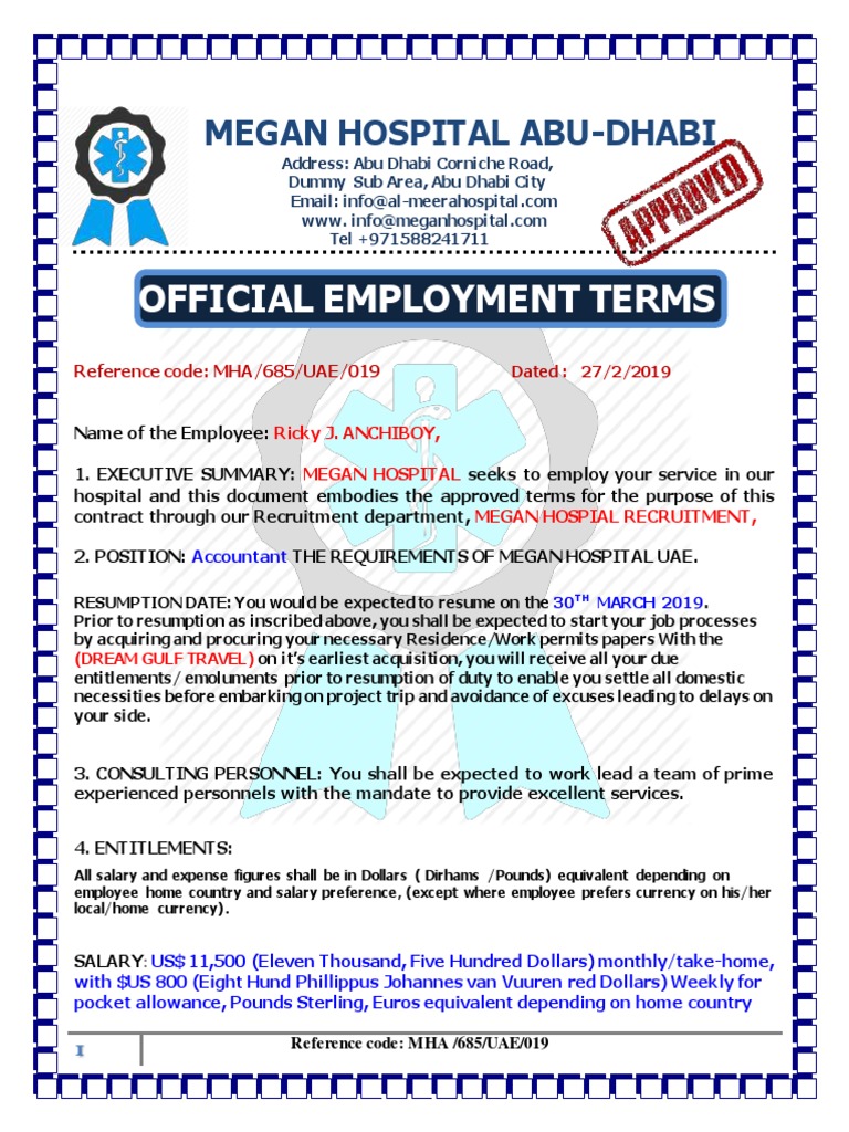 Megan Hospital Offer Letter 58 PDF | PDF | United Arab Emirates ...
