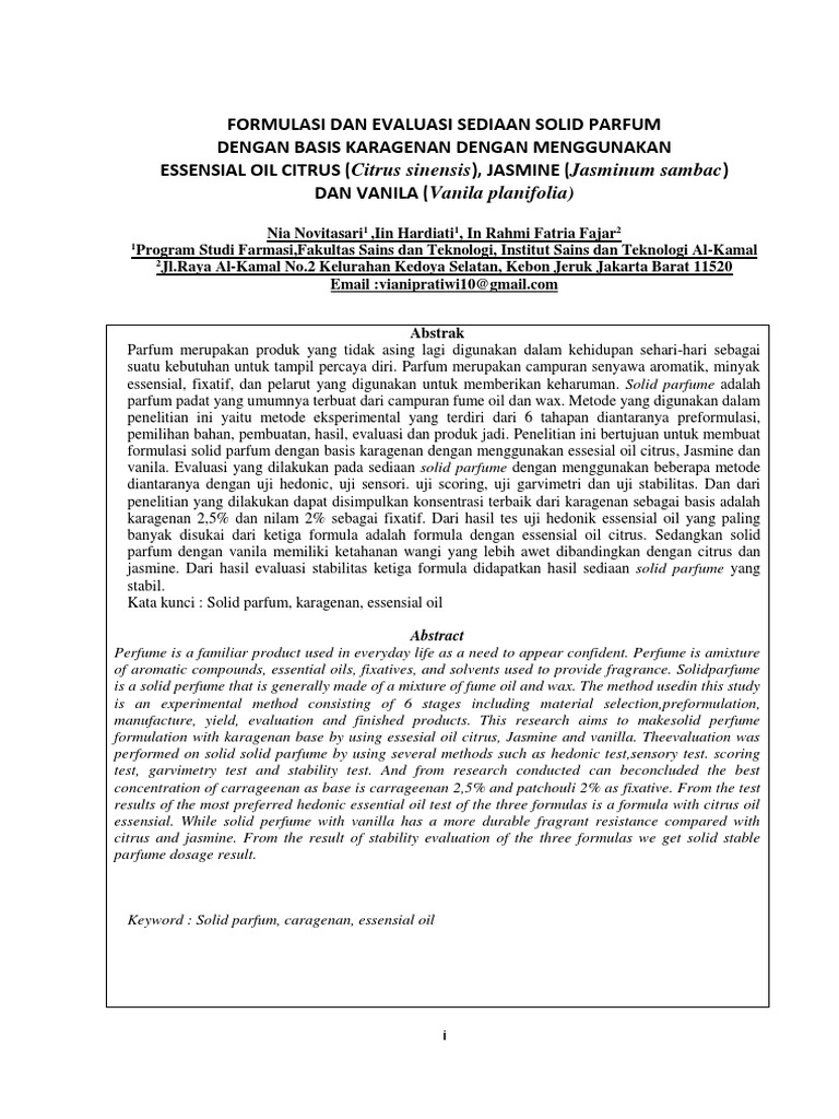 Formulasi Dan Evaluasi Sediaan Solid Parfum | PDF