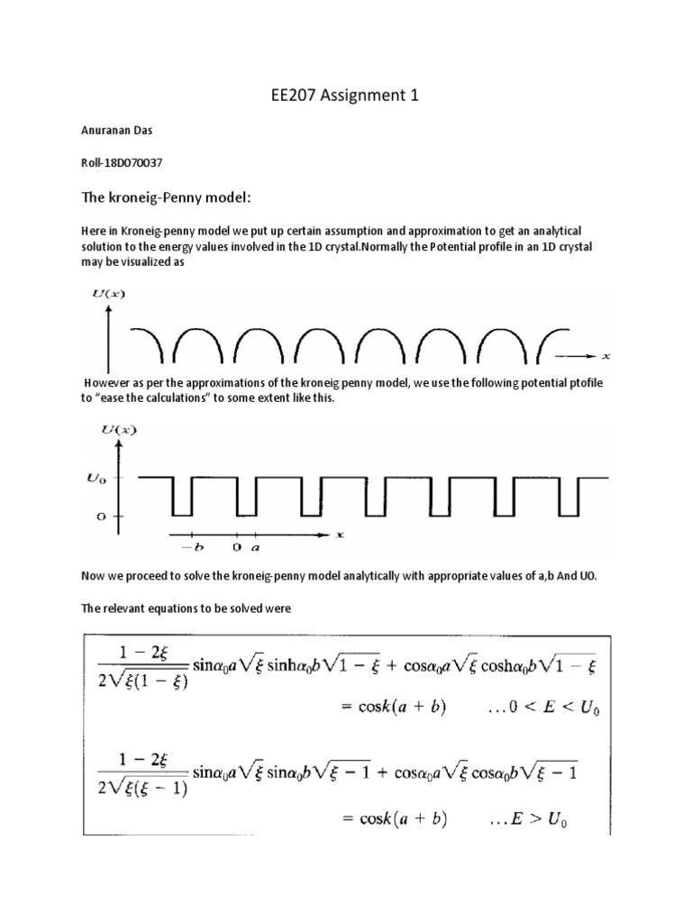 EE207 Assignment 1 | PDF | Wave Function | Eigenvalues And Eigenvectors