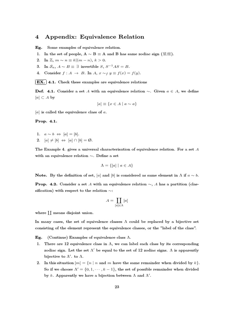 4 Appendix: Equivalence Relation | PDF | System Of Linear Equations ...