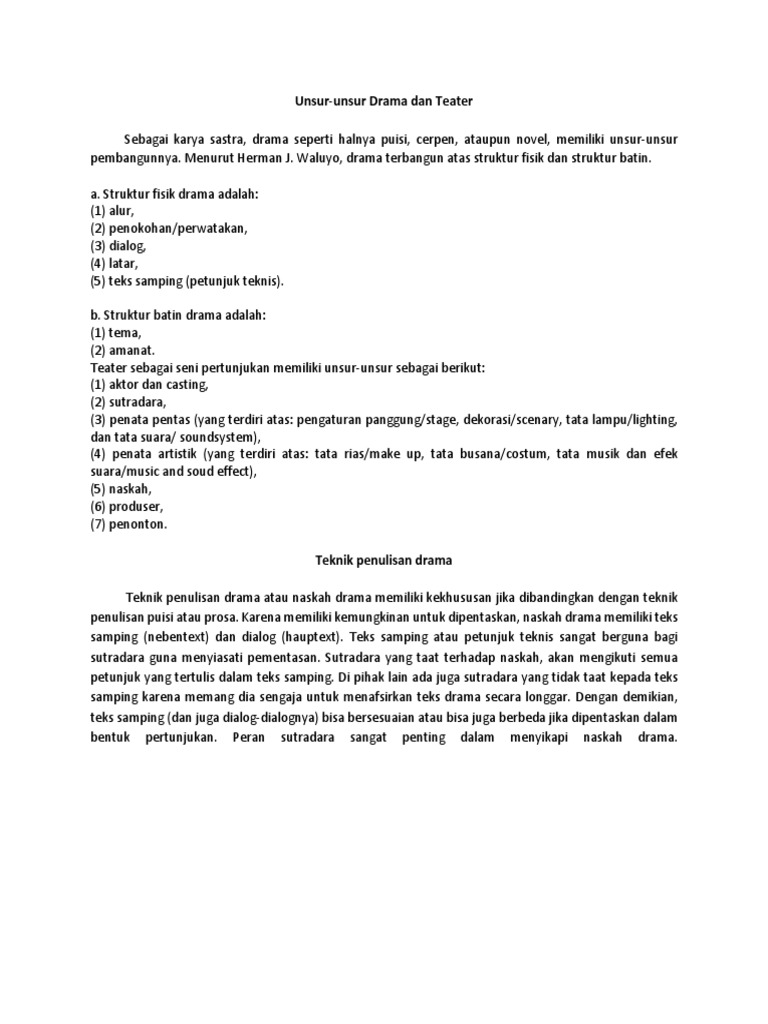 Unsur - Unsur Teater | PDF