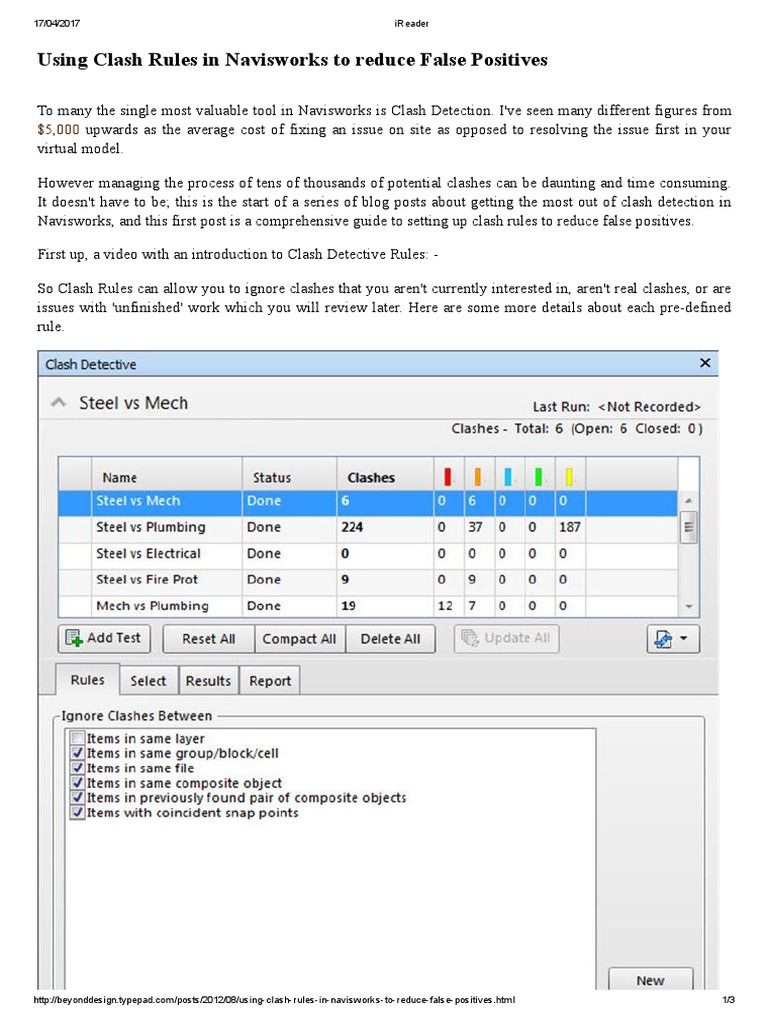 Navisworks Clash Rules Explained | PDF