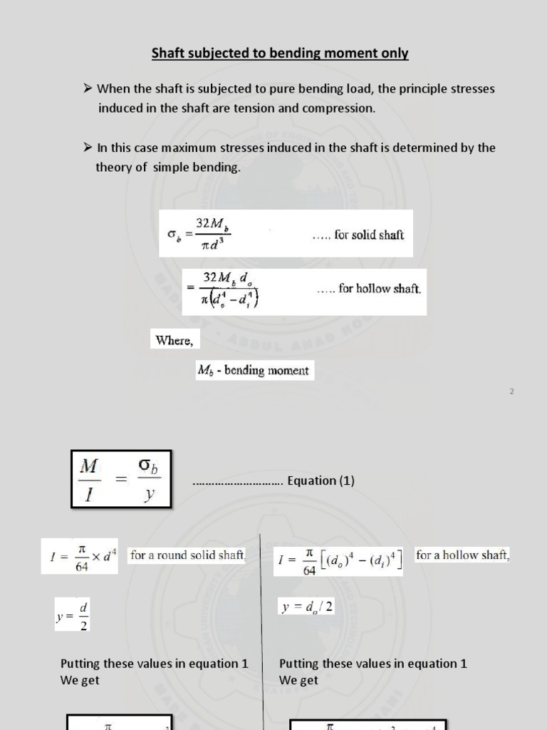 Shafts Subjected To Load | PDF | Bending | Torque