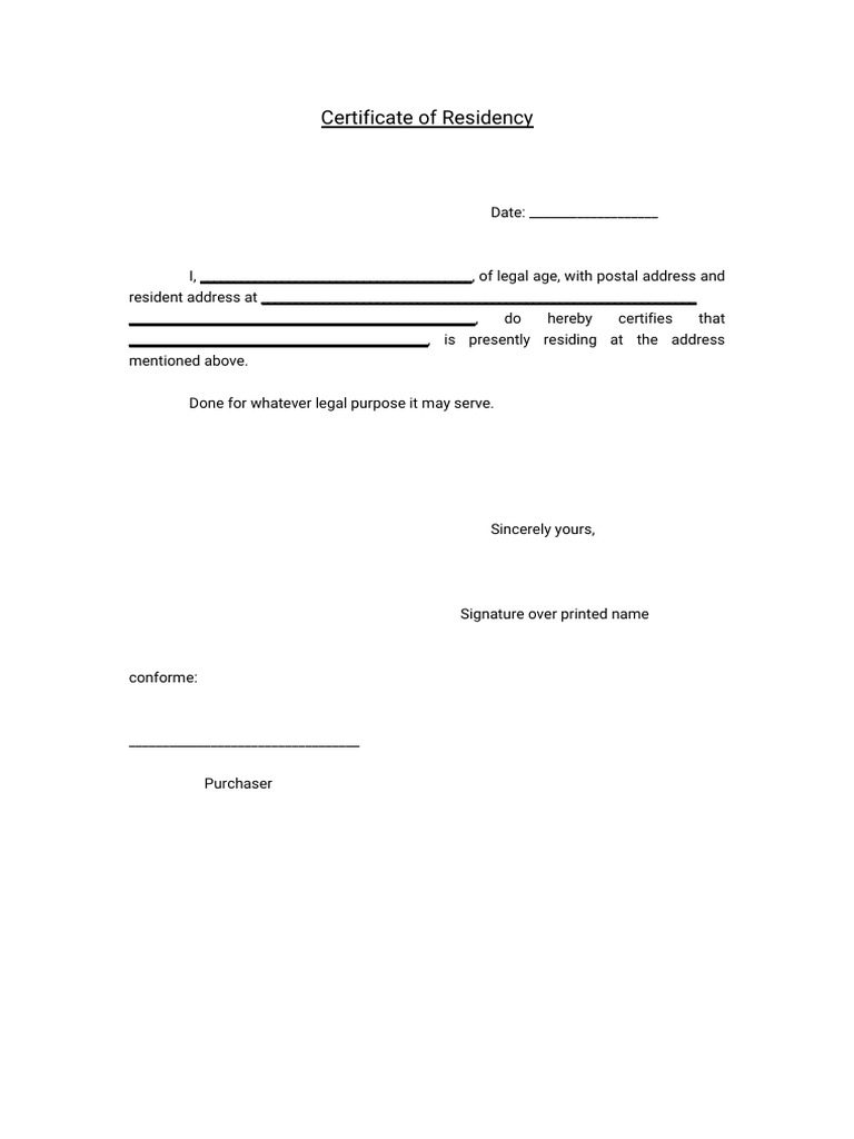 Certificate of Residency | PDF