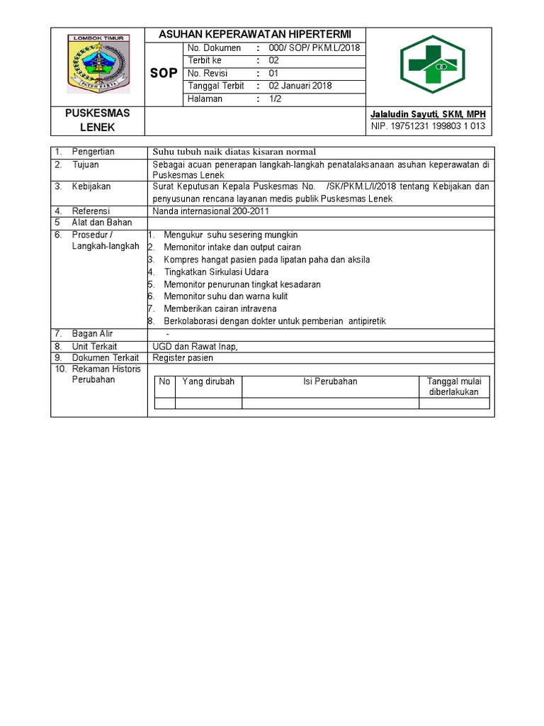 SOP Askep Hipertermi | PDF