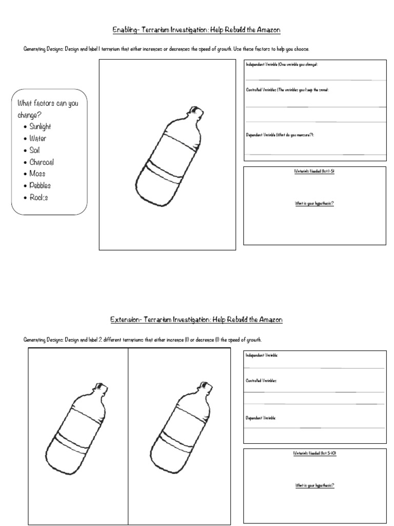 Terrarium Design Worksheet | PDF | Dependent And Independent Variables ...