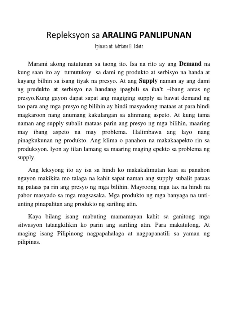 Reflection Sa AP | PDF