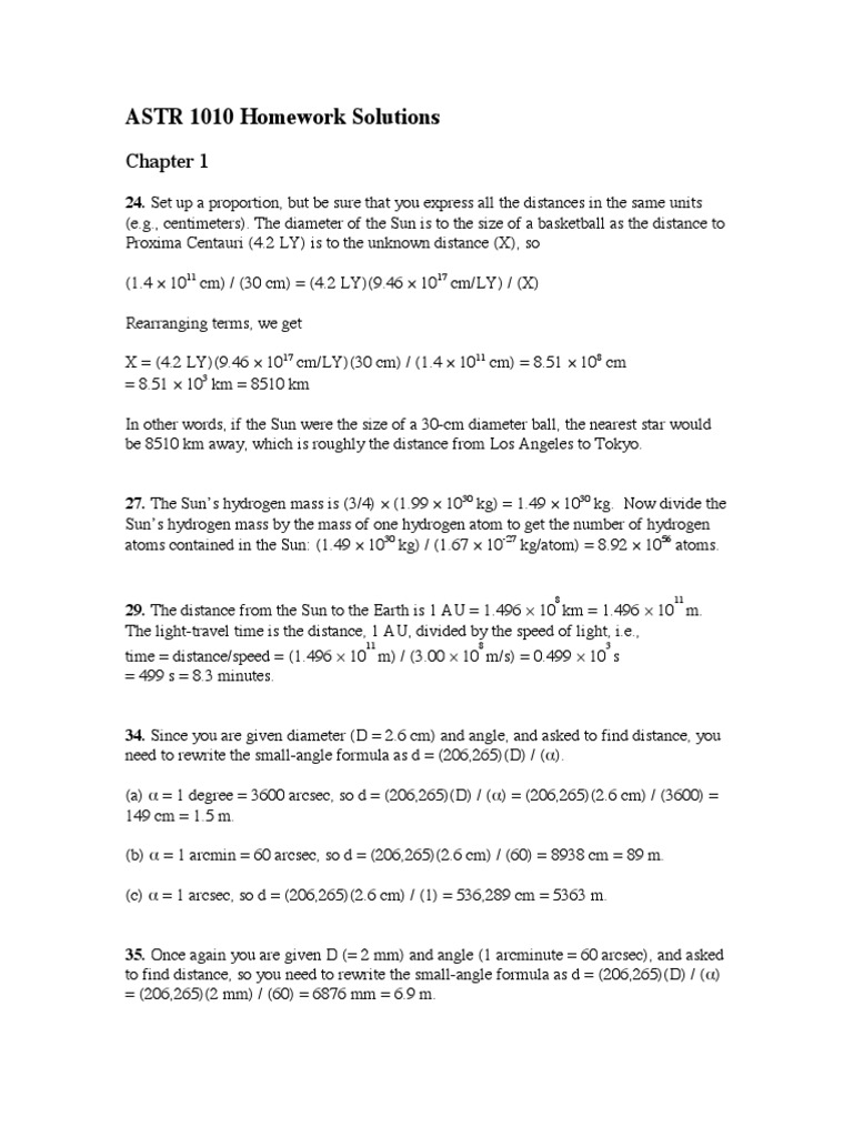 ASTR 1010 Homework Solutions | PDF | Apsis | Astronomical Unit