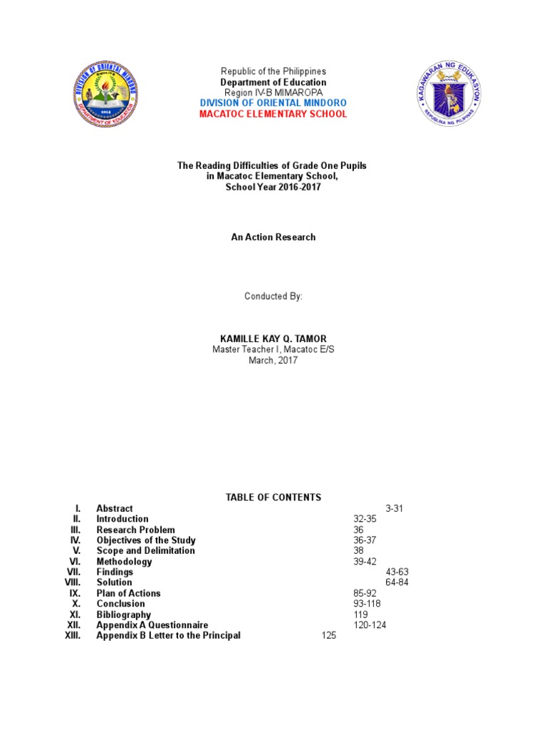Action Research in Reading | PDF | Body Mass Index | Phonics