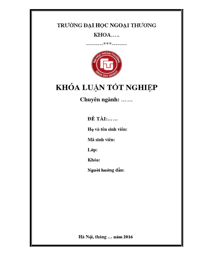 BÌA KHÓA LUẬN TỐT NGHIỆP FTU | PDF