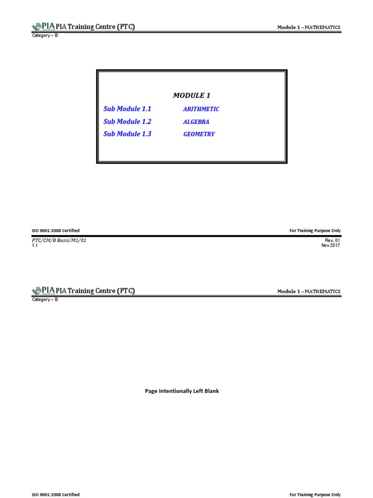 PIA B - Basic - Module 1.1 (MATHS) Arithmetic Final | PDF | Fraction ...